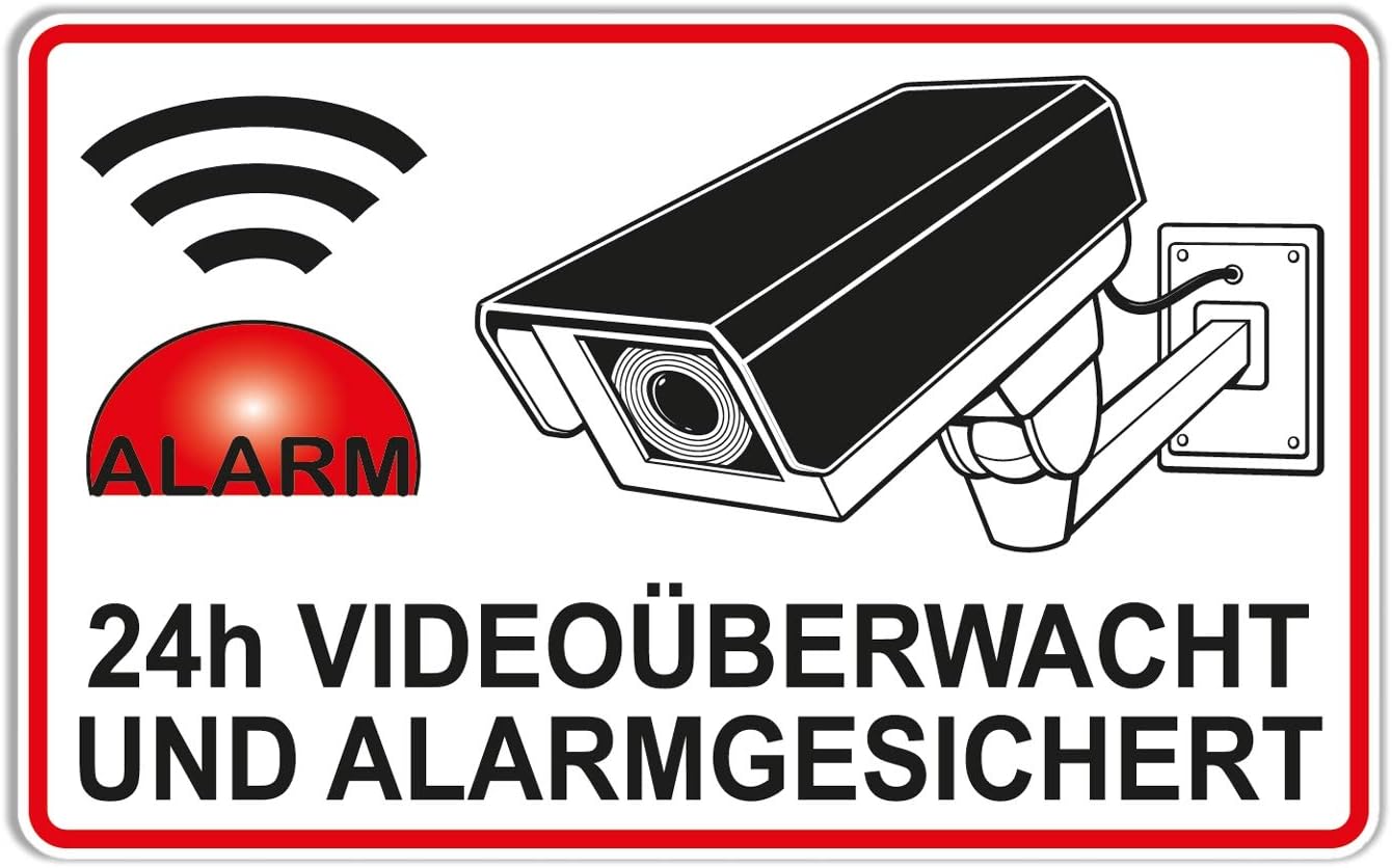 topdesignshop Aufkleber Alarmgesichert Video Überwacht 24h Kamera Motiv ...
