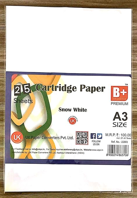 B+ Premium A3 Cartridge Plain white Paper Sheet, 25 sheets -Set of 3 ...