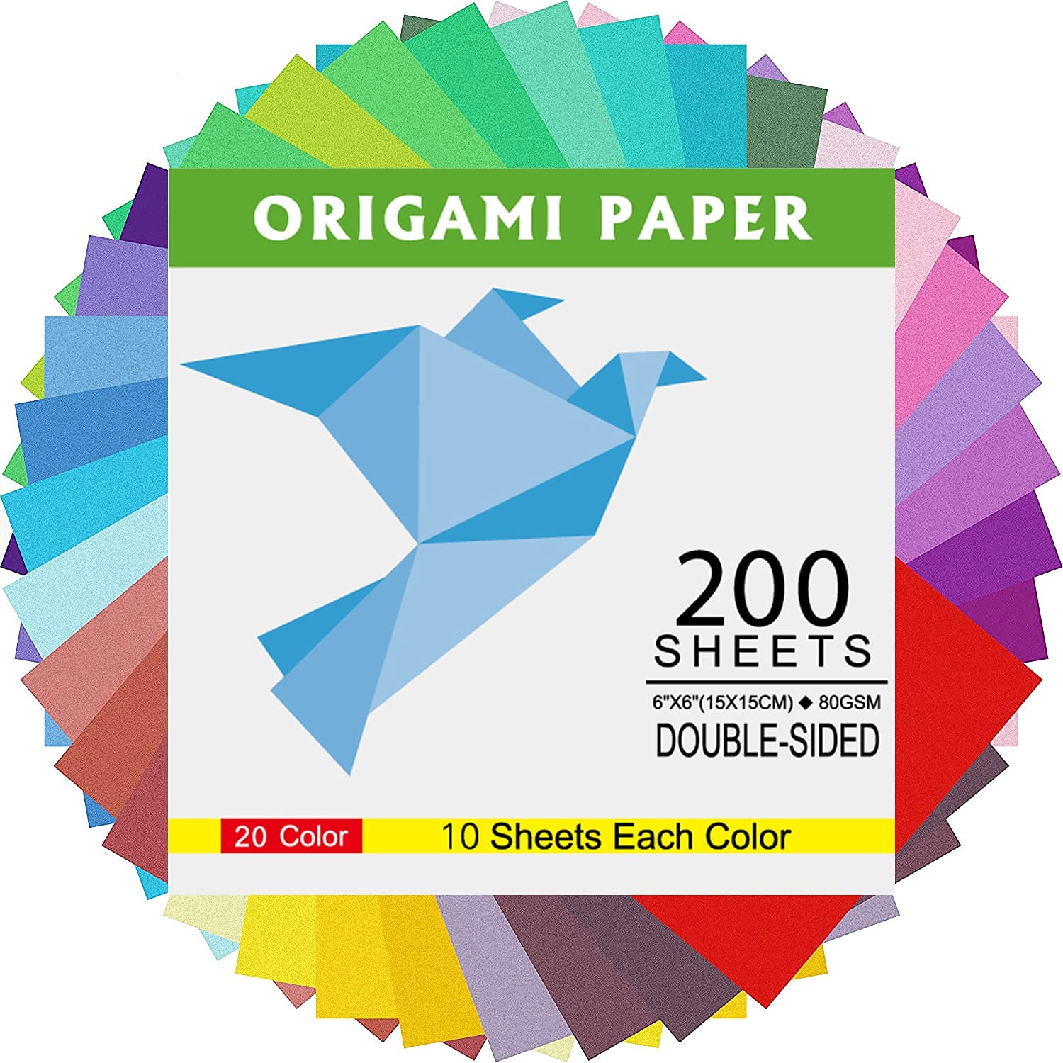 Mua Origami Paper Double Sided Color - 200 Sheets - 20 Colors - 6 Inch ...