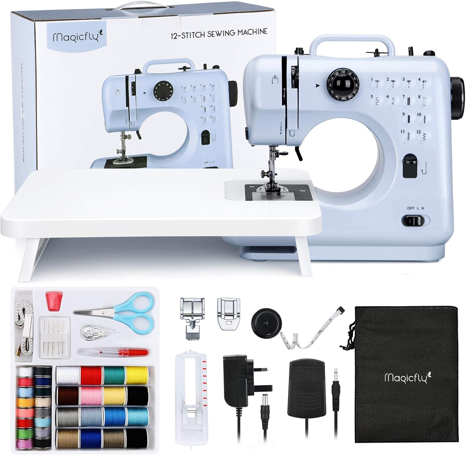 Magicfly Portable Sewing Machines for Beginners, 12 Built-in Stitches ...