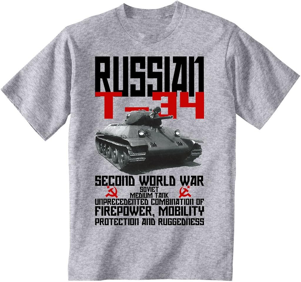 teesquare1st Men's Russian T-34 Tank WWII Grey T-Shirt: Amazon.co.uk ...
