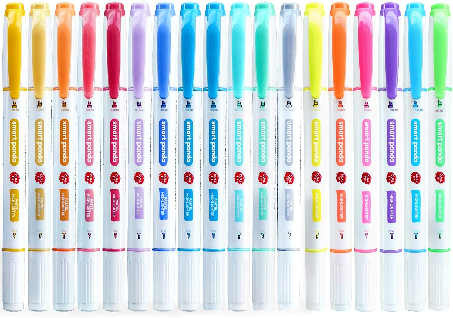 18 Highlighter Pens by SmartPanda – Dual Tip Pastel Highlighters, Thick and Fine – 18 Set Cute ...