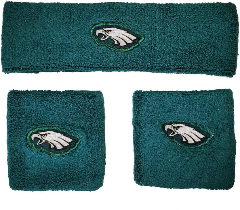 NFL Philadelphia Eagles Wristbands & Headband Set, Teal, One Size ...