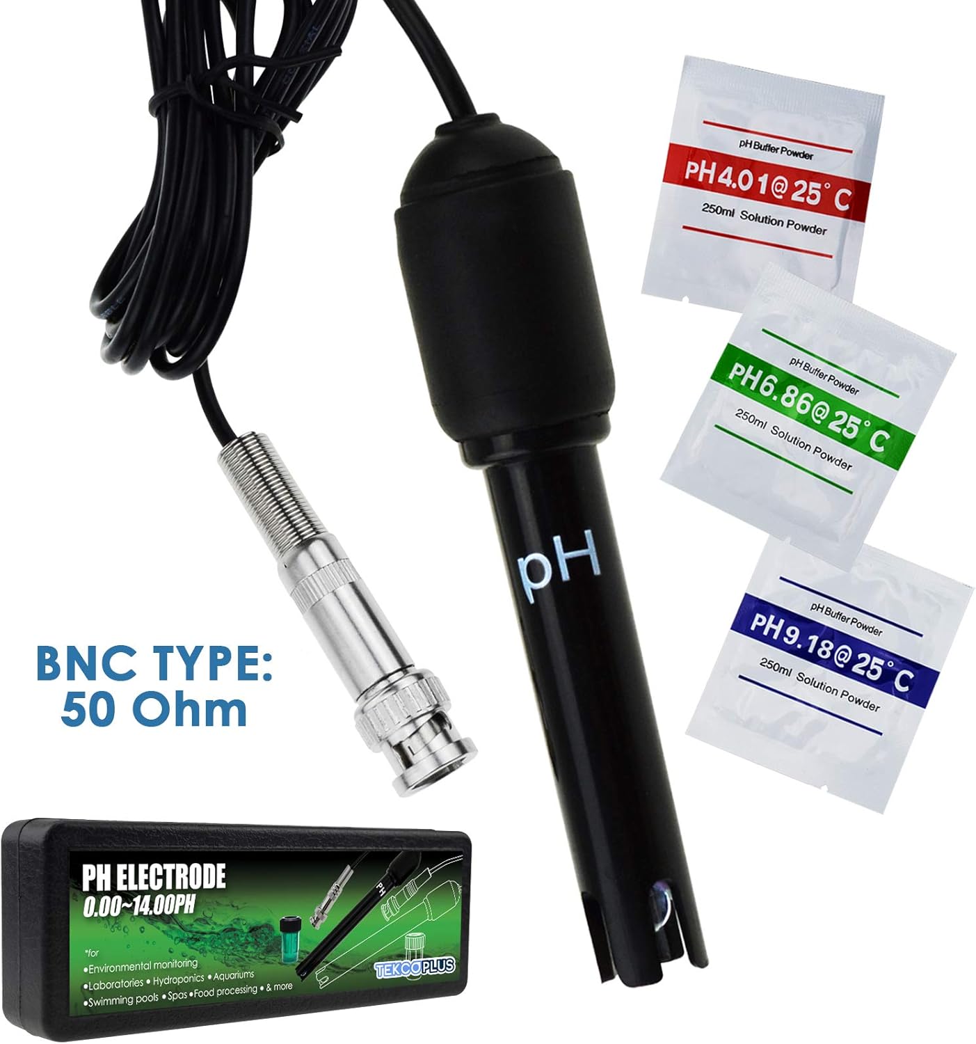 TEKCOPLUS Ph Électrode 150cm Câble Et Bnc Prise pour Ph-mètre Et ...