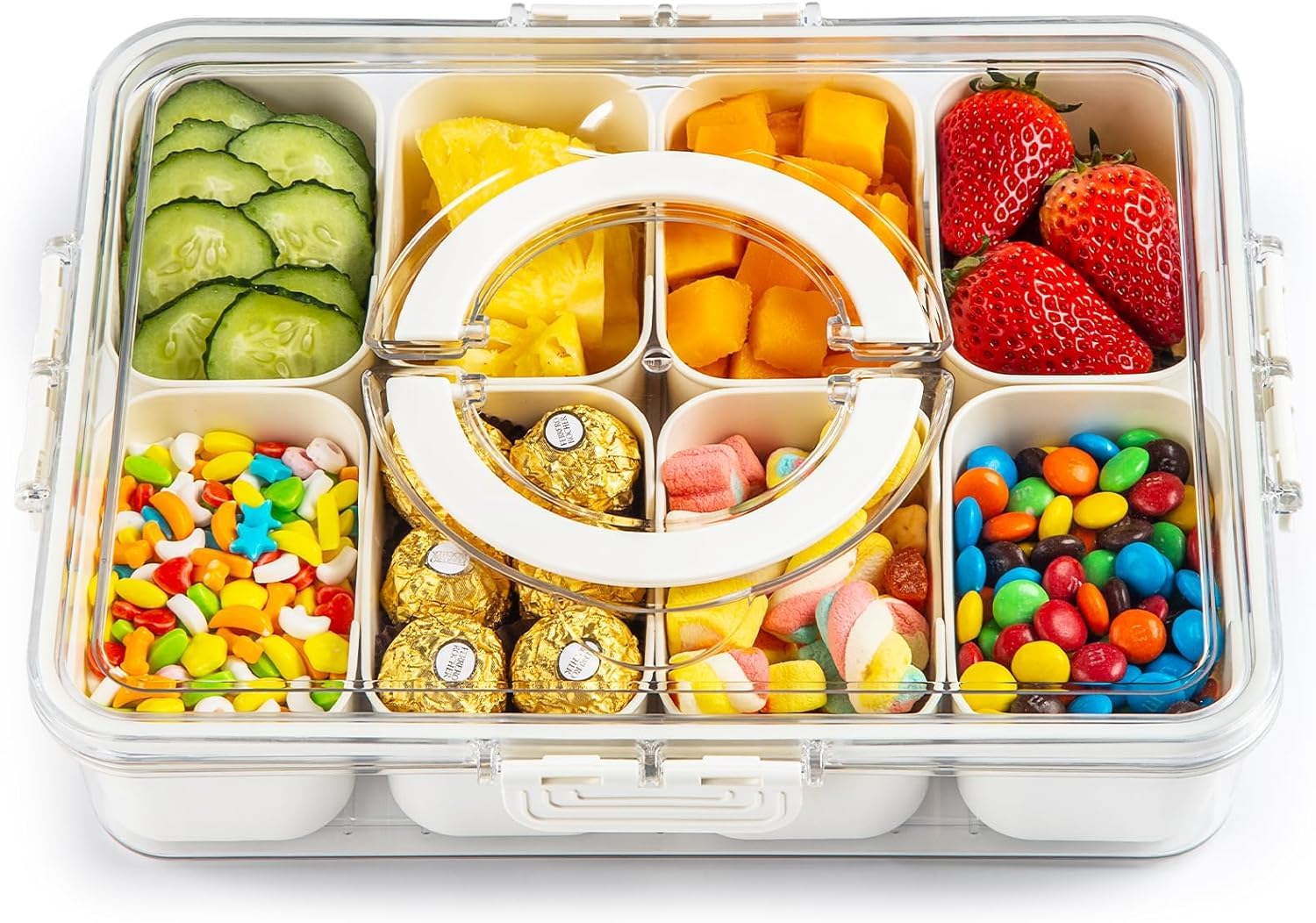 Mua Plastic Divided Serving Tray with Lid and Handle Snack Box ...