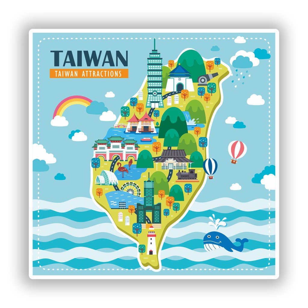 Amazon.com: 2 x 10cm/100mm Taiwan Vinyl Stickers Travel Luggage #10749