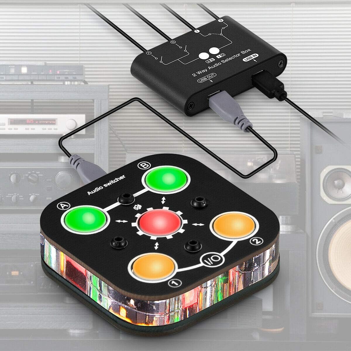 Mini 2-way Split 3.5mm Stereo Audio Switch Box Selector Headphone ...
