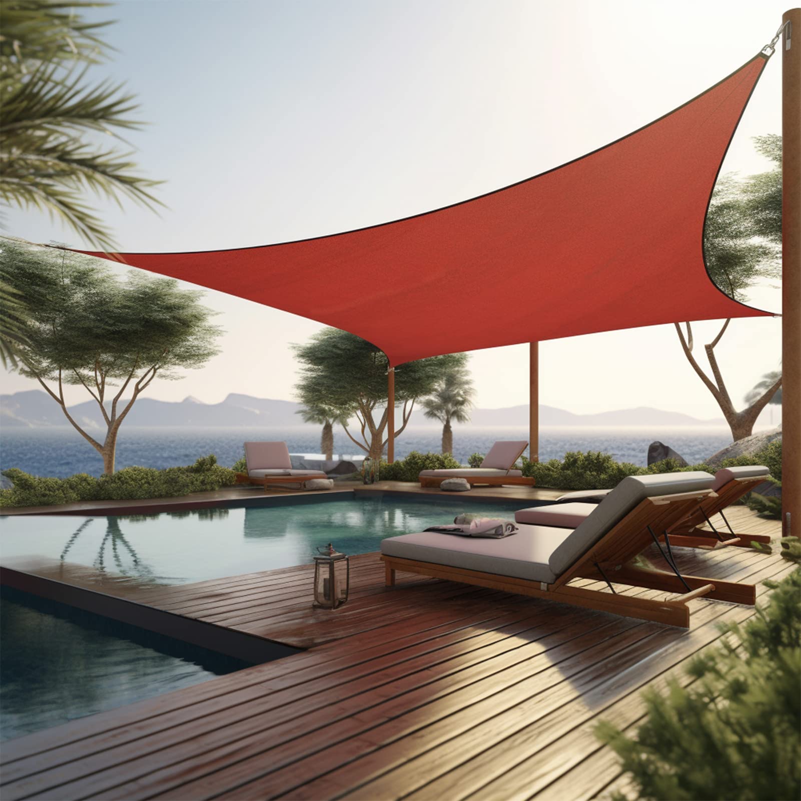 Shade&Beyond Sun Shade Sail 8'X12' Permeable Canopy Rust Red for Patio ...