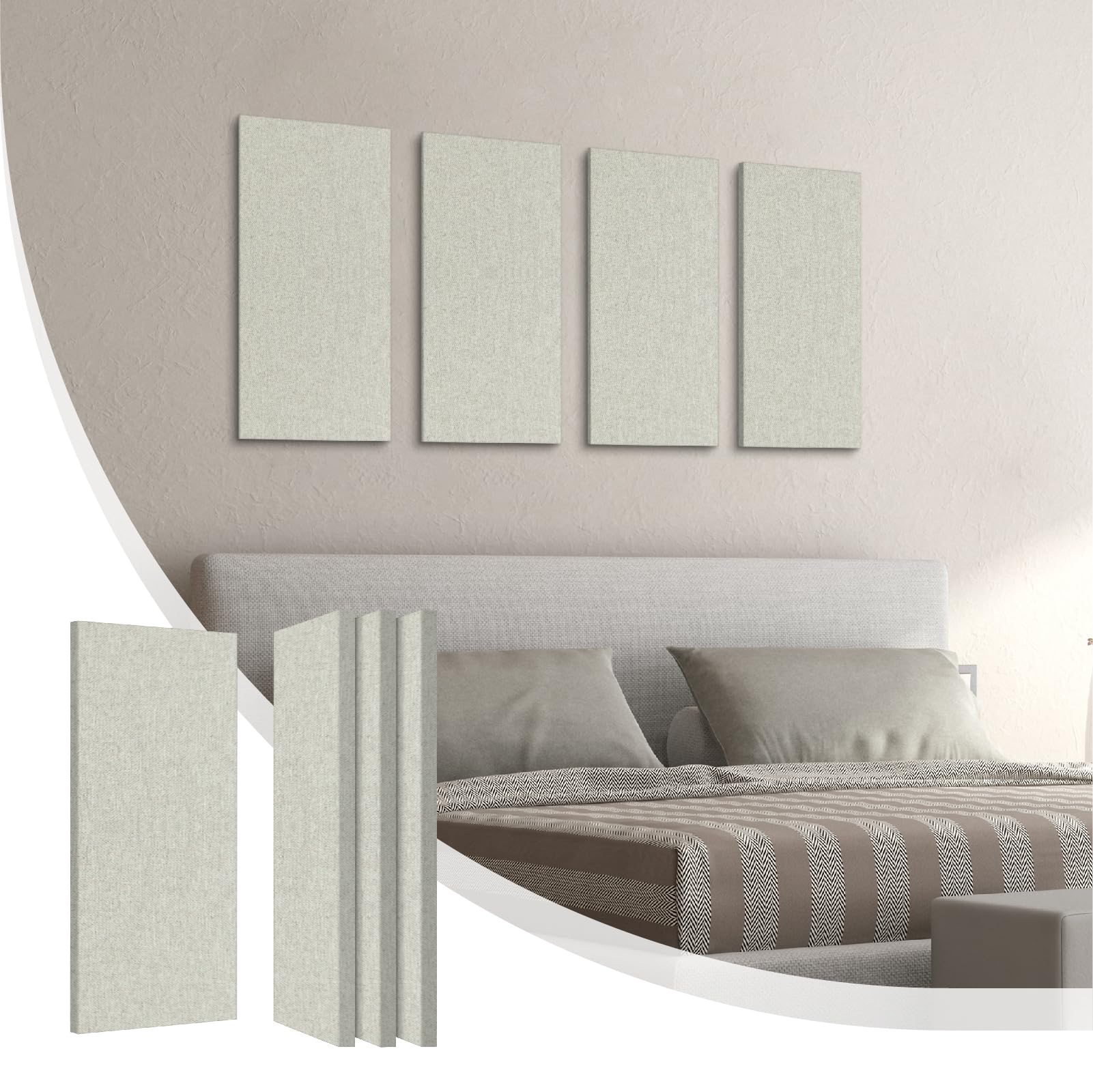 Olanglab Fabric Acoustic Panels Sound Absorbing 4 Pack, 24x12x1'' Sound ...