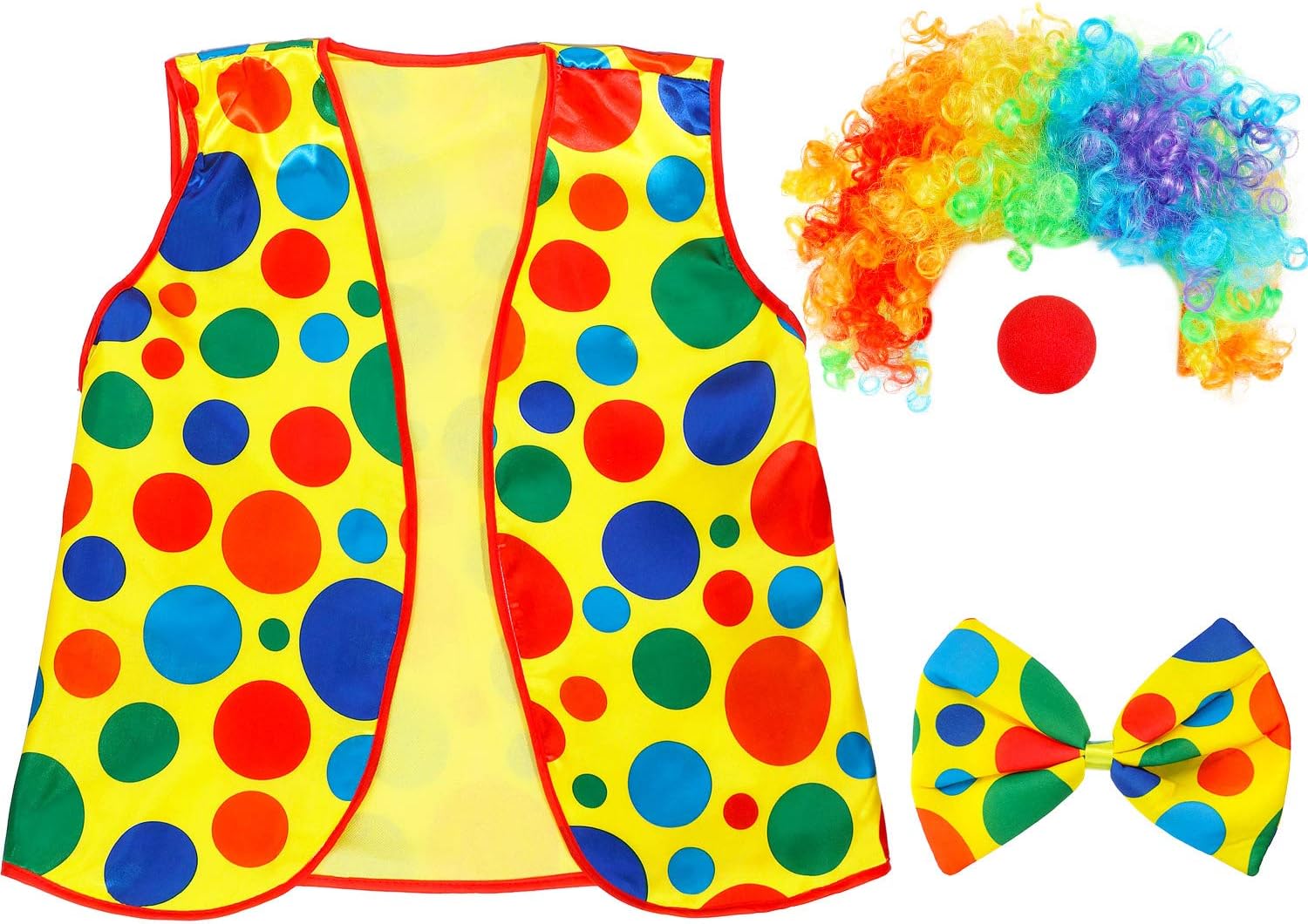 Clown Costume Bowtie Wig Set Clown Dress Up Accessories Clown Nose and ...
