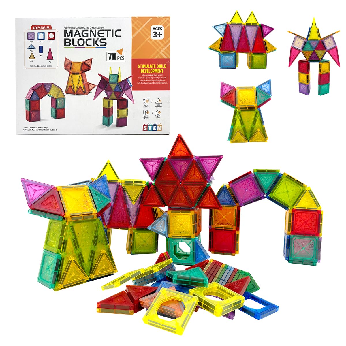 ENDYKQ Magnetic Tiles Blocks for Toddlers Kids Ages 3+,Preschool ...