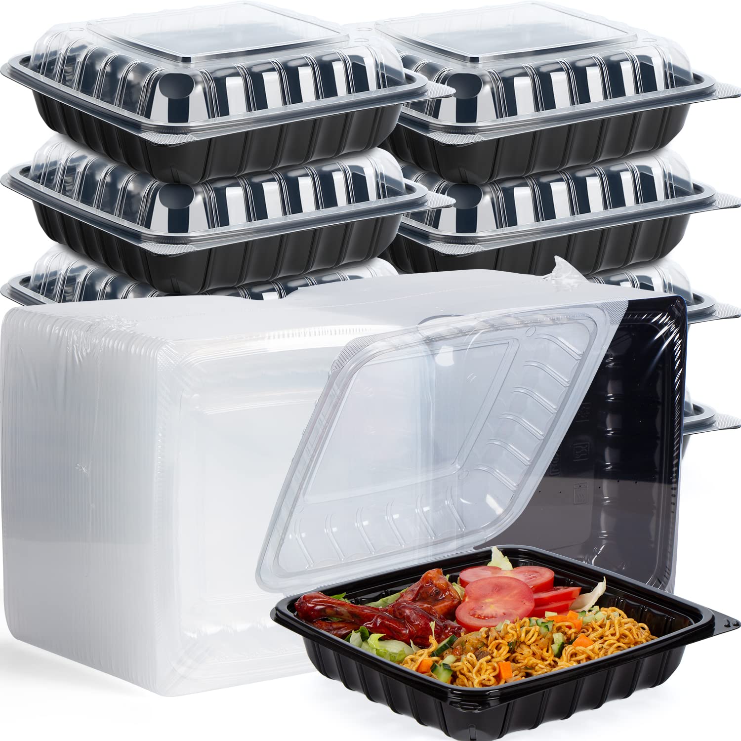 YANGRUI To Go Containers, Reusable Anti-Fog Shrink Wrap 25 Pack 34 oz 8 ...