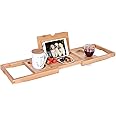 Amazon.com: Bamboo Bathtub Tray Caddy, Expendable Bath Tray for Tub ...