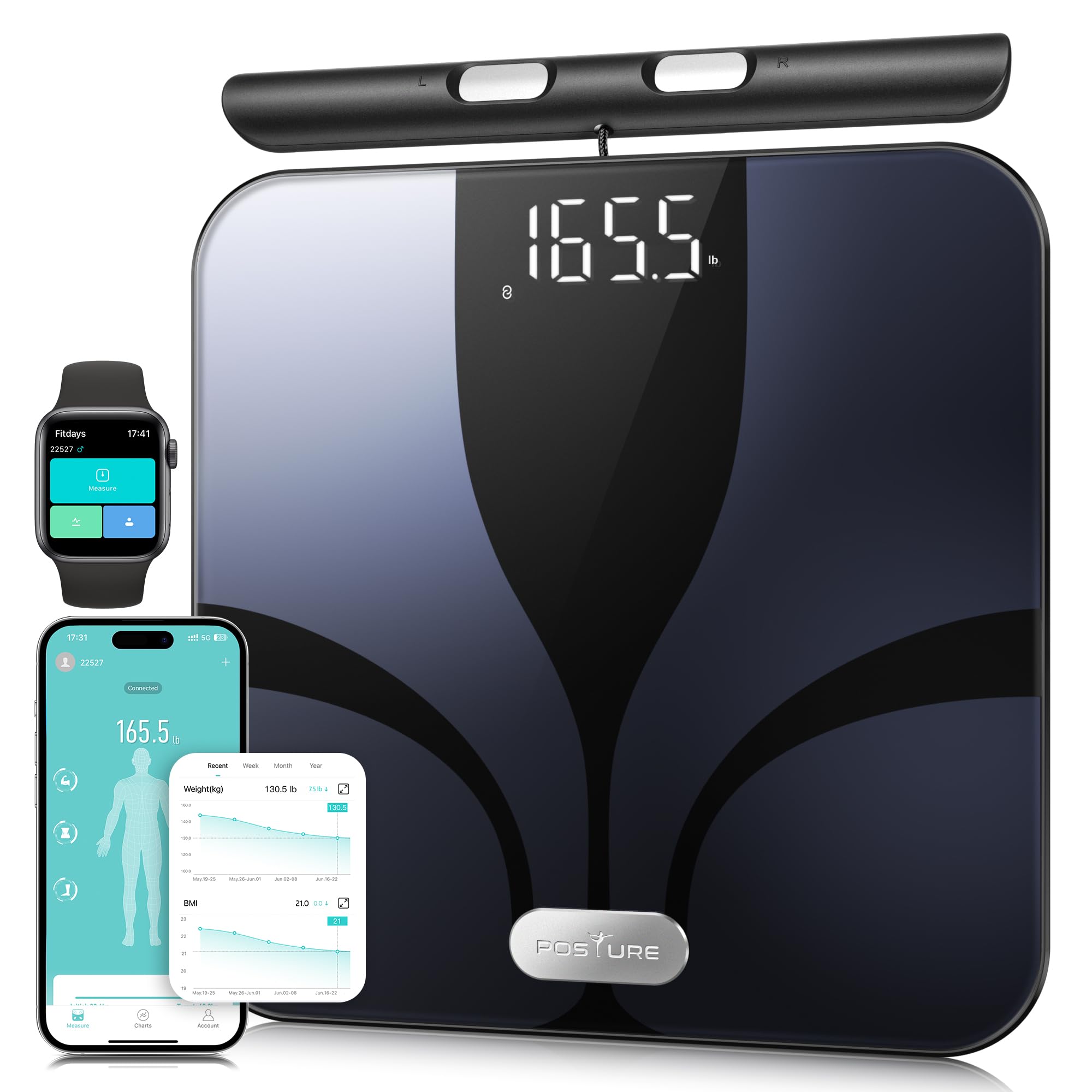 Posture Scale For Body Weight And Fat Percentage 8 Electrodes Larger Posture Scale For Body Weight And Fat Percentage 8 Electrodes Larger