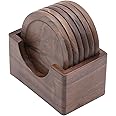 Amazon.com: Wood Drink Coasters with Holder, GOH DODD 6 Pieces Wooden ...