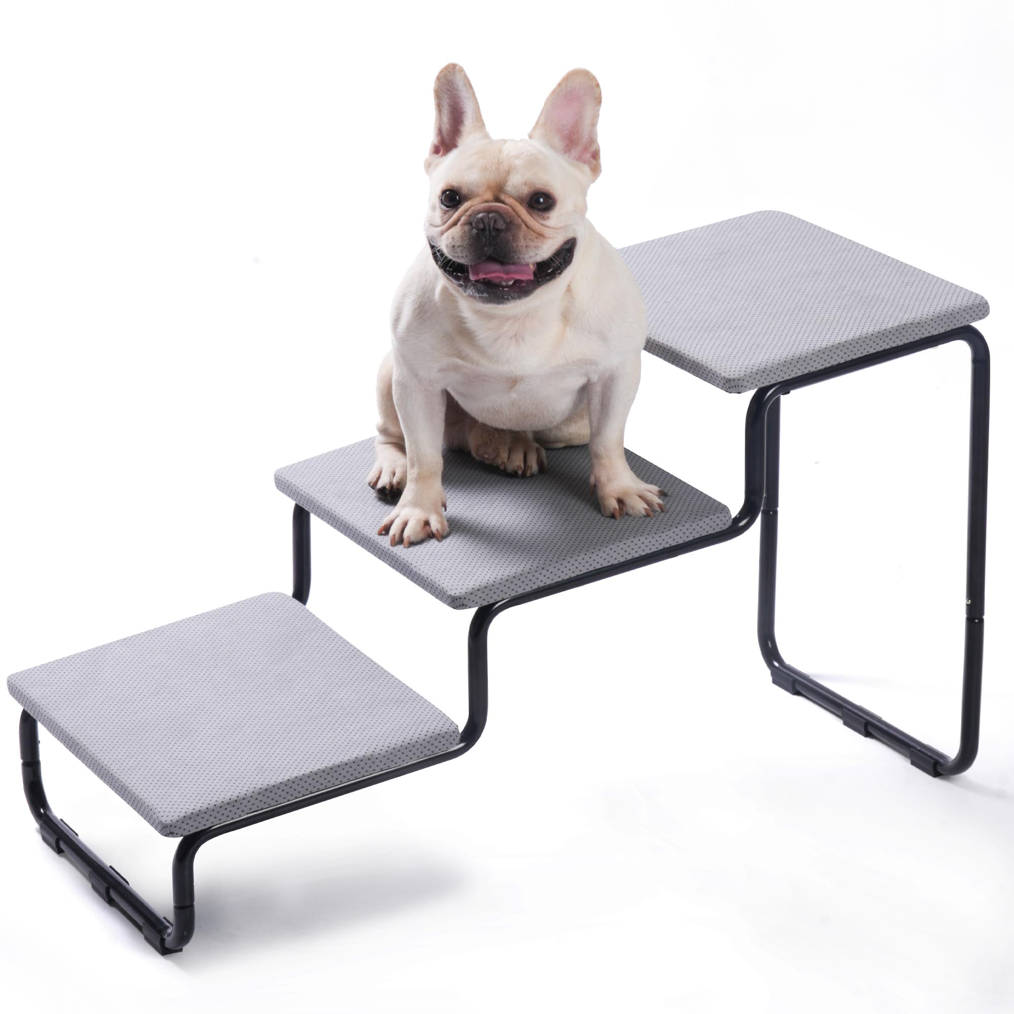 LovIntry Dog Stairs for Large and Small Dogs, Extra Wide Metal Frame ...