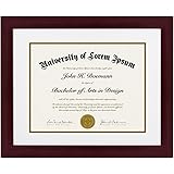 Lawrence Frames Dual Use Faux Burl 11 by 14-Inch Certificate Picture Frame with Double Bevel Cut ...