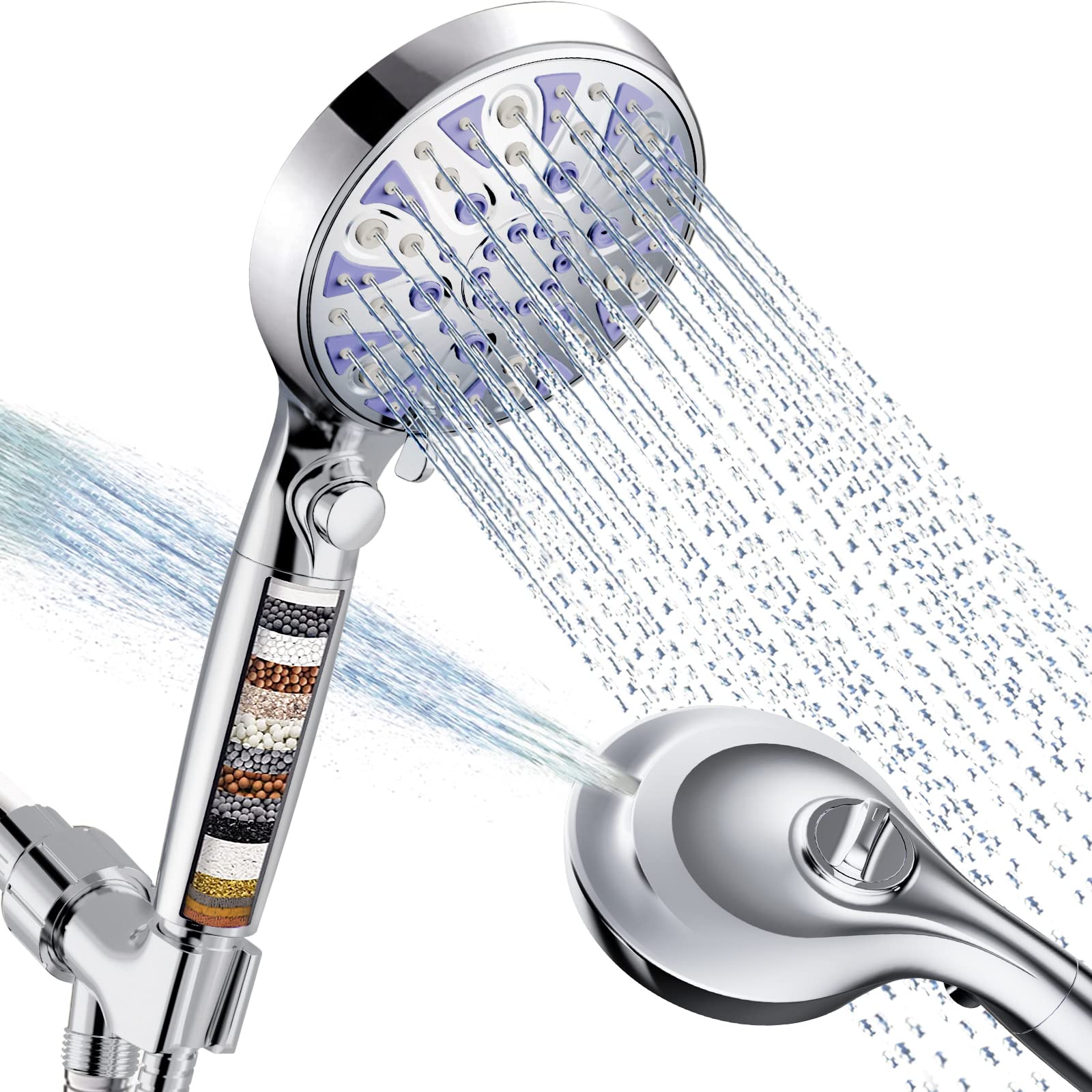 High Pressure 10-mode Detachable Shower Head with Handheld, Showerhead ...
