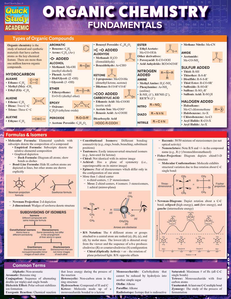 Mua Organic Chemistry Fundamentals QuickStudy Laminated Reference Guide ...