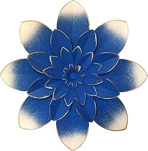 Amazon.com: Dark Blue Metal Flower Wall Art Decor, 9.5“ Rustic Modern ...