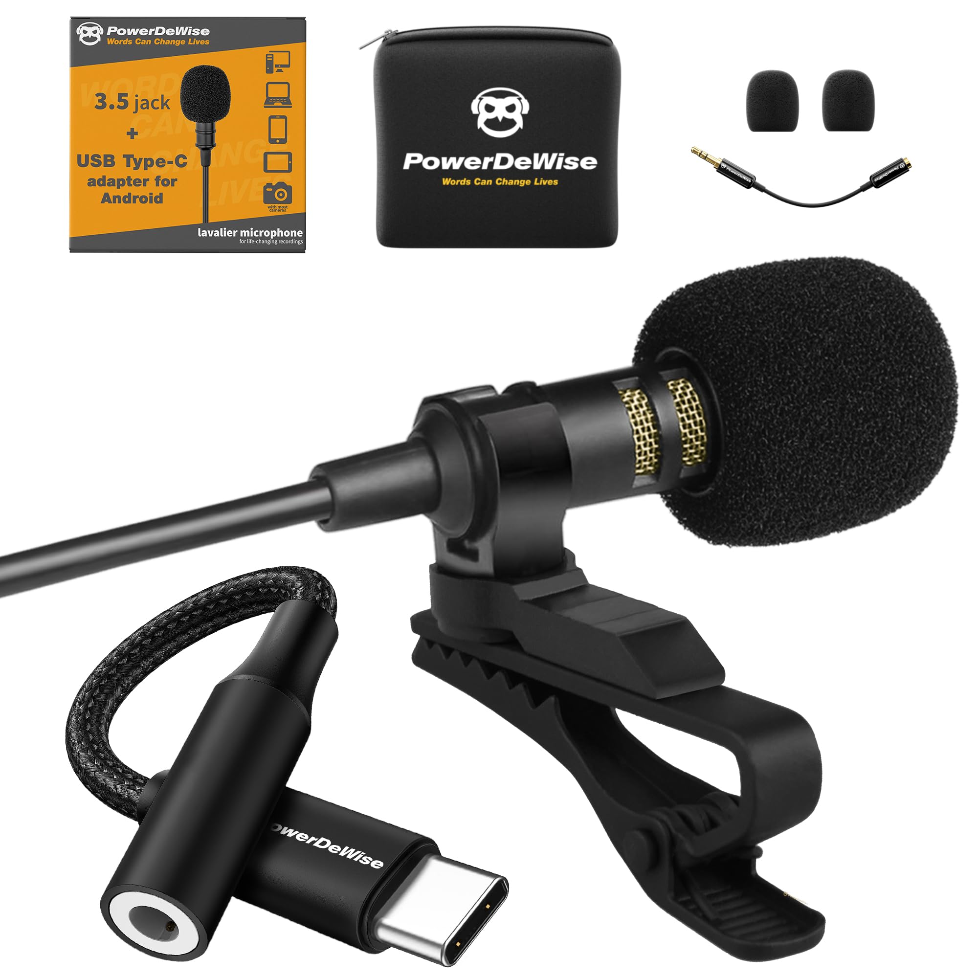 Mua PowerDeWise Upgraded 2024 Type-C Lavalier Microphone with Adapter ...