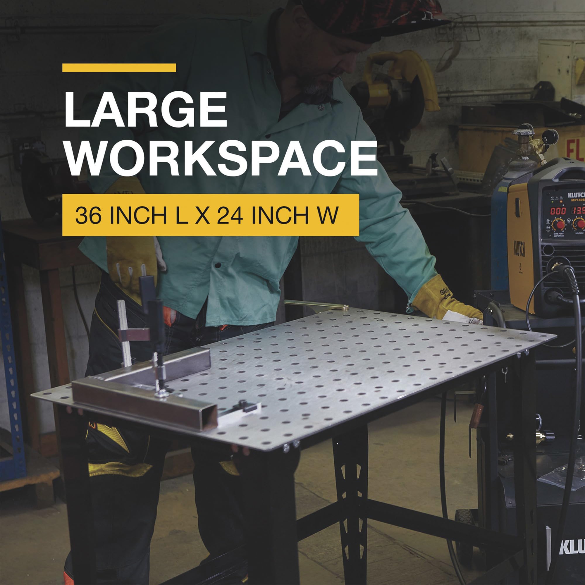 Klutch Steel Welding Table, 600 Lbs Weight Capacity, 16mm Holes, 24-Pc ...