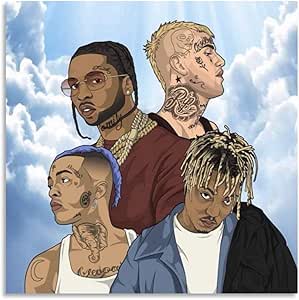 Famous Dead Rappers Juice Wrld Pop Smoke XXX Lil Peep Poster Decorative ...