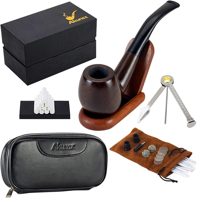 AKUNSZ Pipes à Tabac en Bois Fumeur de Pipe 9mm Kit de Pipe à Fumer ...
