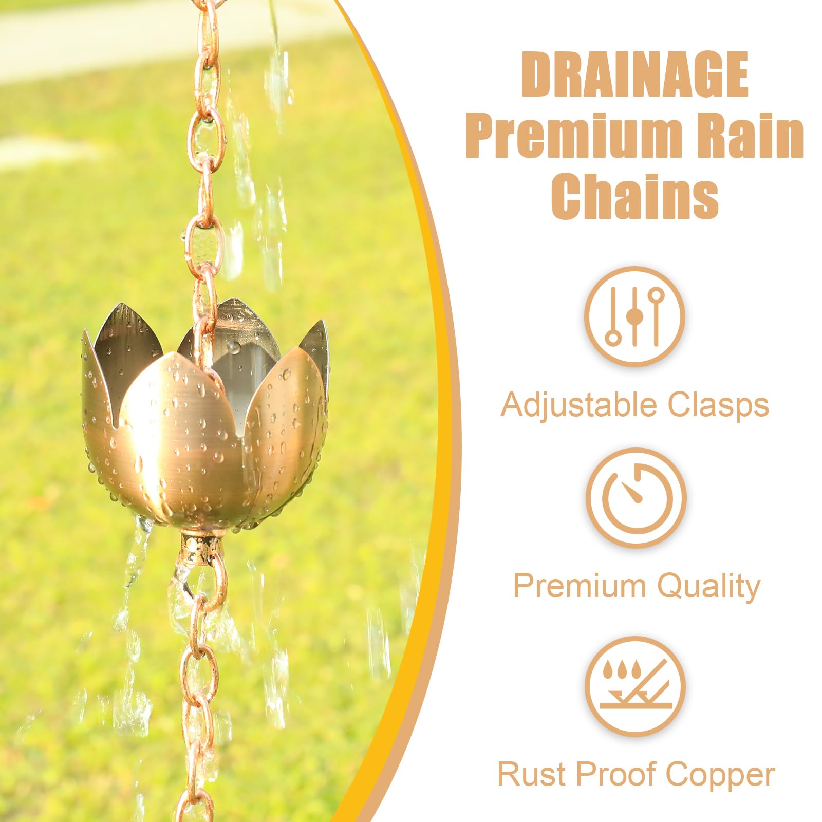 Mua taman Rain Chain Set, 5.28ft Lotus Cup Rain Chain for Gutters ...