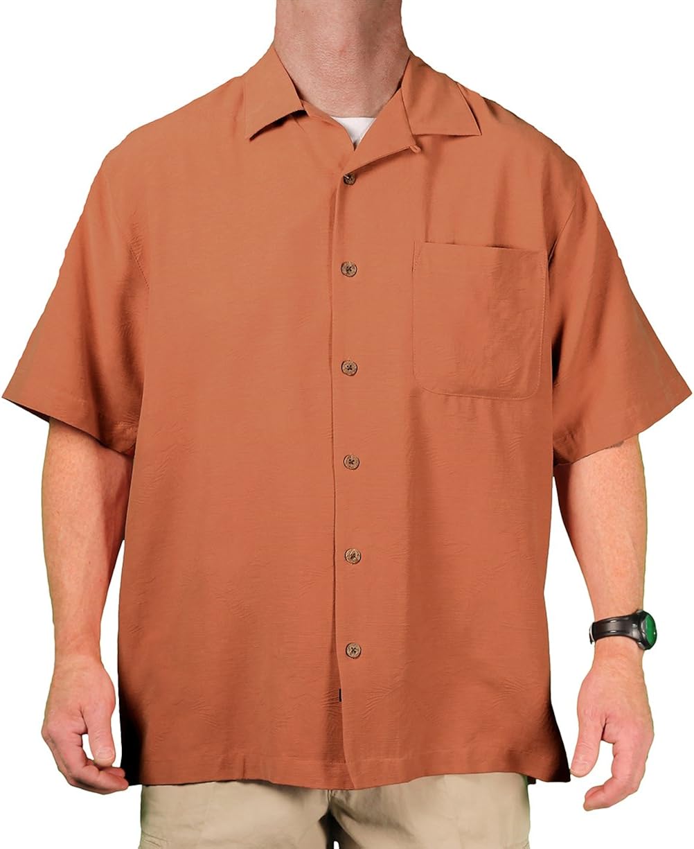 Eagle Dry Goods Men's Washable Silk Camp Shirt, Terra Cotta, Size Large ...