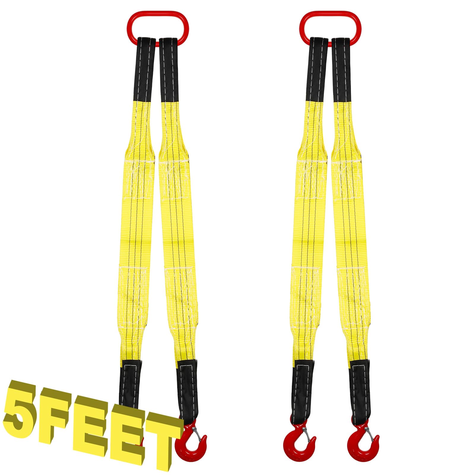 Maasechs 2 Pack Lifting Slings Straps with Hooks Capacity Polyester ...