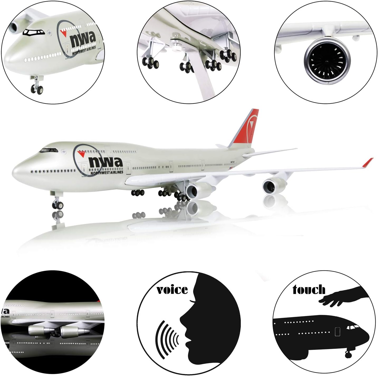 Lose Fun Park American Northwest B747 1:130 Plane Model with Led Light ...