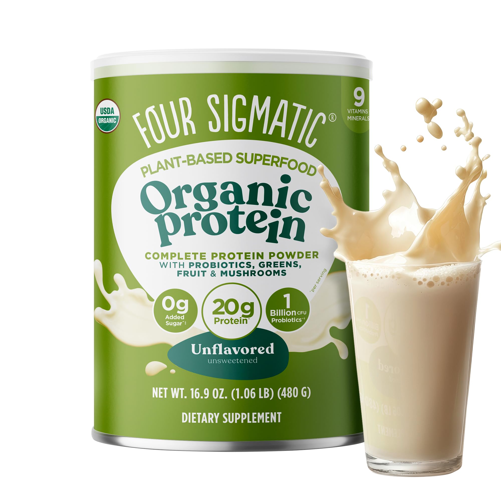 Four Sigmatic Organic Plant-Based Protein Powder Unflavored Protein ...