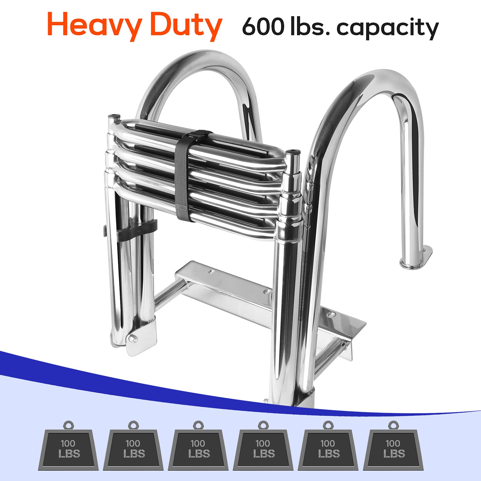 Mua 4 Step Pontoon Boat Ladder, 316 Stainless Steel Folding Telescoping ...