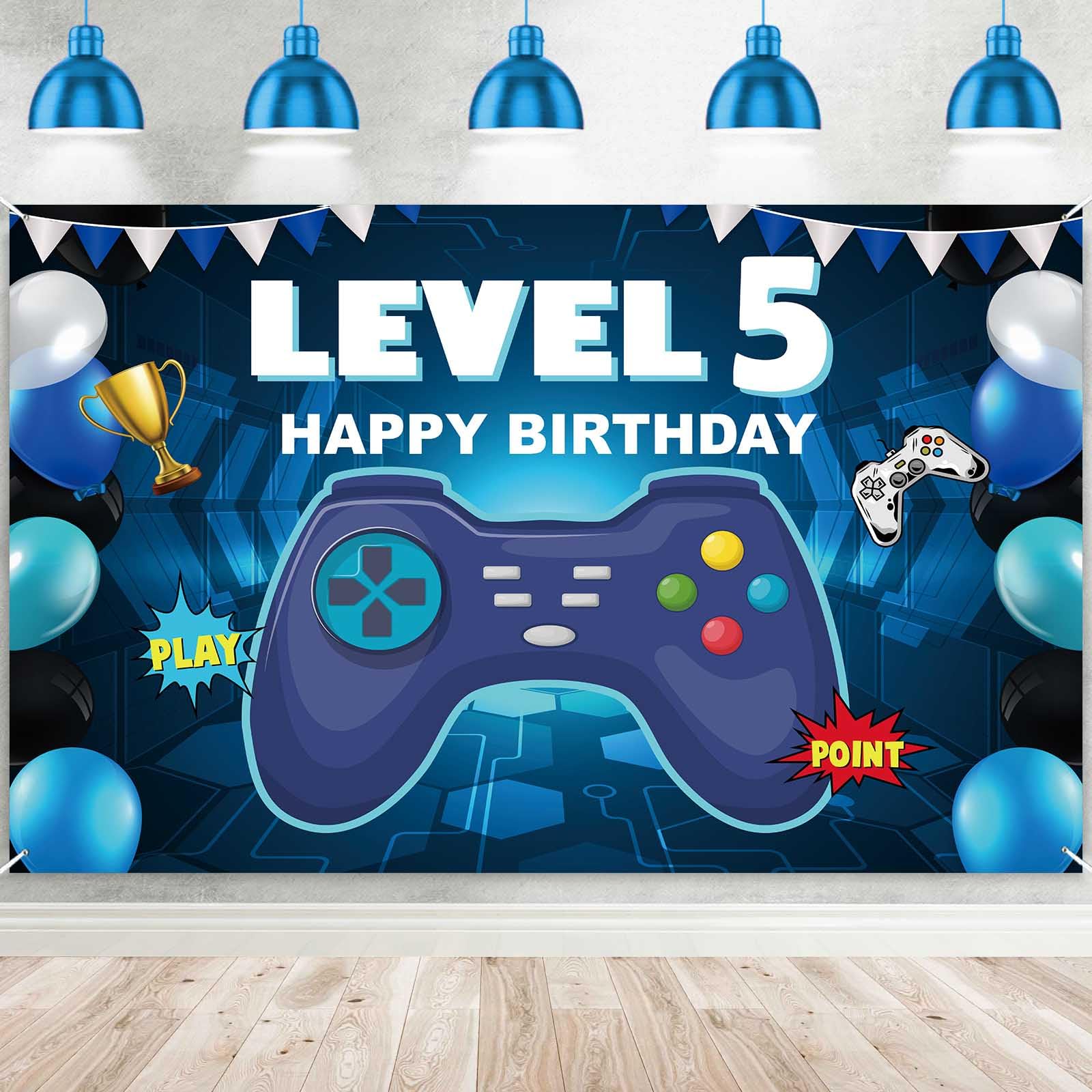 Level 5 Unlocked Happy 5 Birthday Level Up Banner Backdrop Cheers to 5 ...
