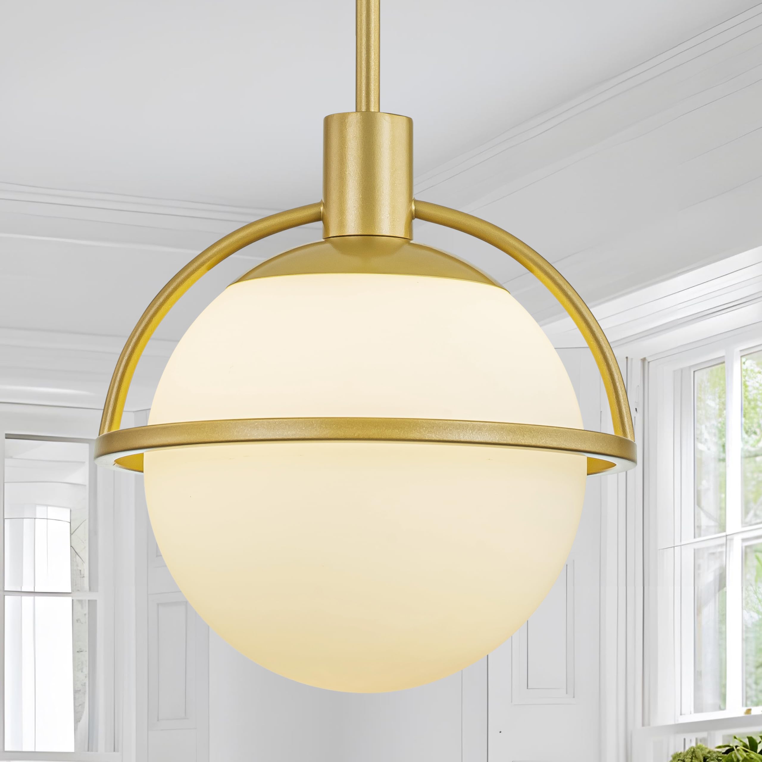 9.65" Mid Century Modern Light Fixture Chandelier Globe Hanging Pendant ...