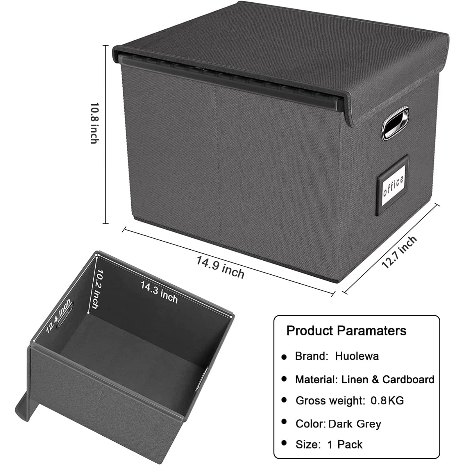 Collapsible File Storage Organizer Boxes With Lids, Linen Office ...