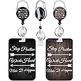 Amazon.com : 2 Pack Stay Positive ID Badge Holder with Clip Badge Reels ...