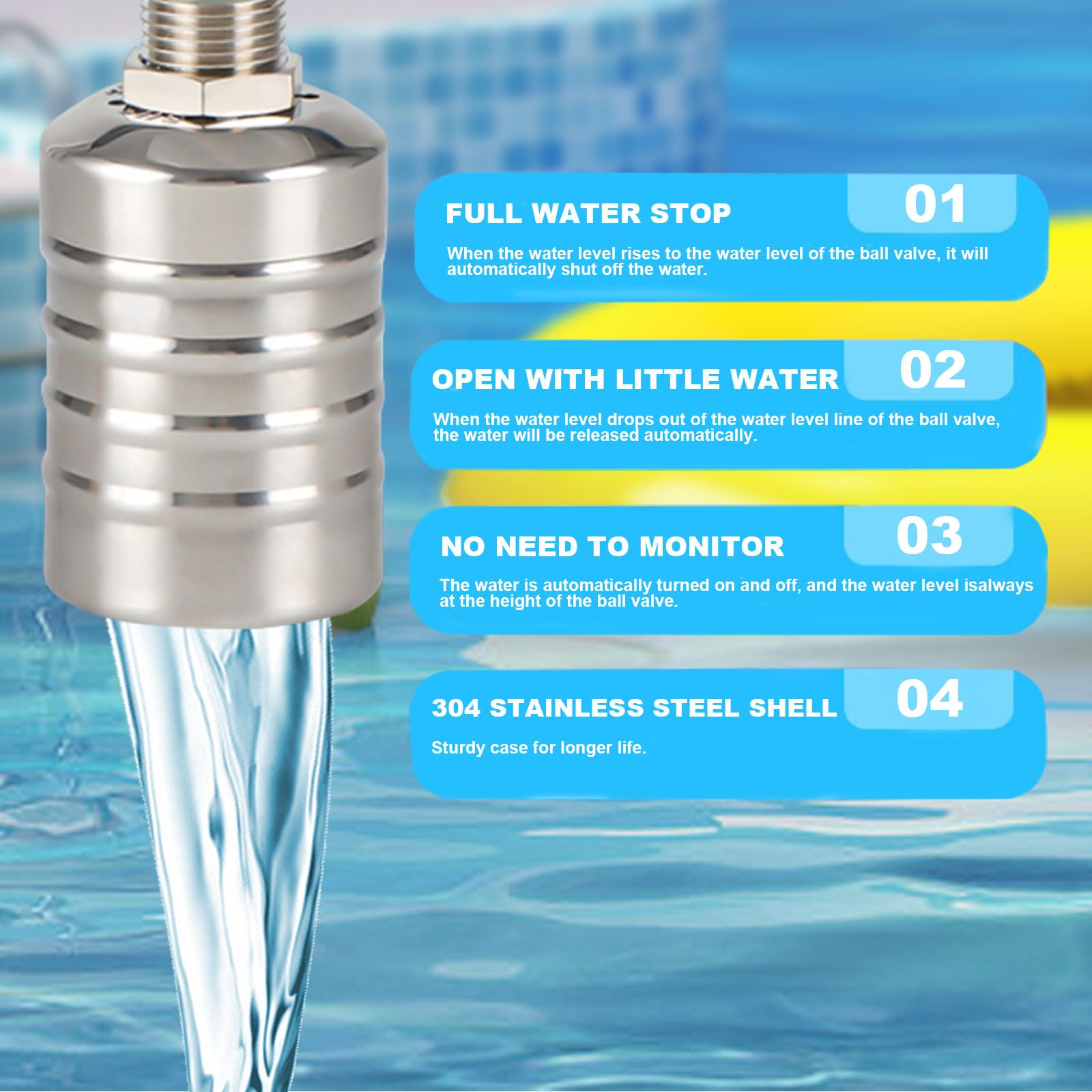 304 Stainless Steel Fully Automatic Water Level Control Float Valve, 1/ ...