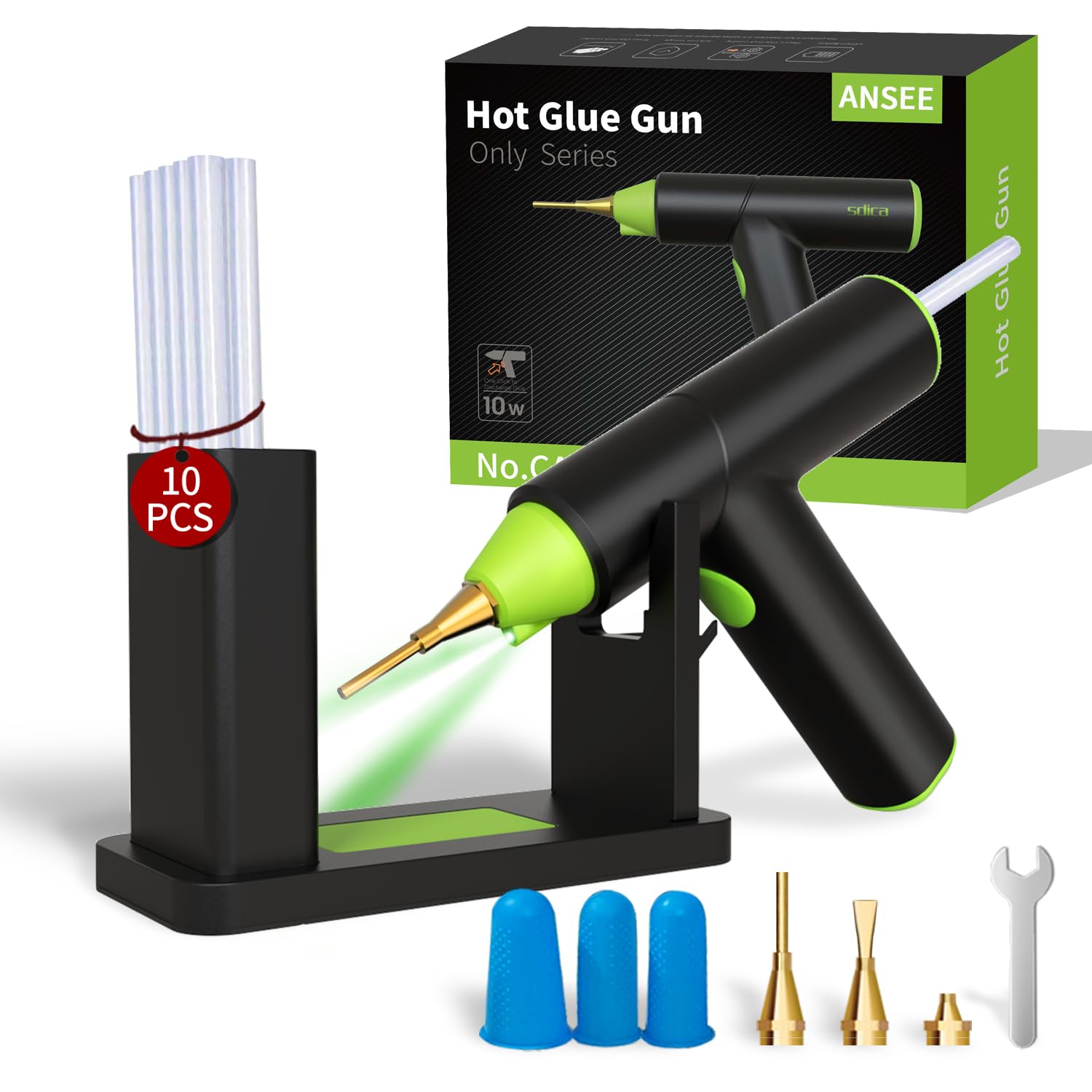 Hot Glue Kit, Cordless Glue Gun with Stand USB Rechargeable Fast Preheating Auto Shut-Off Mini ...