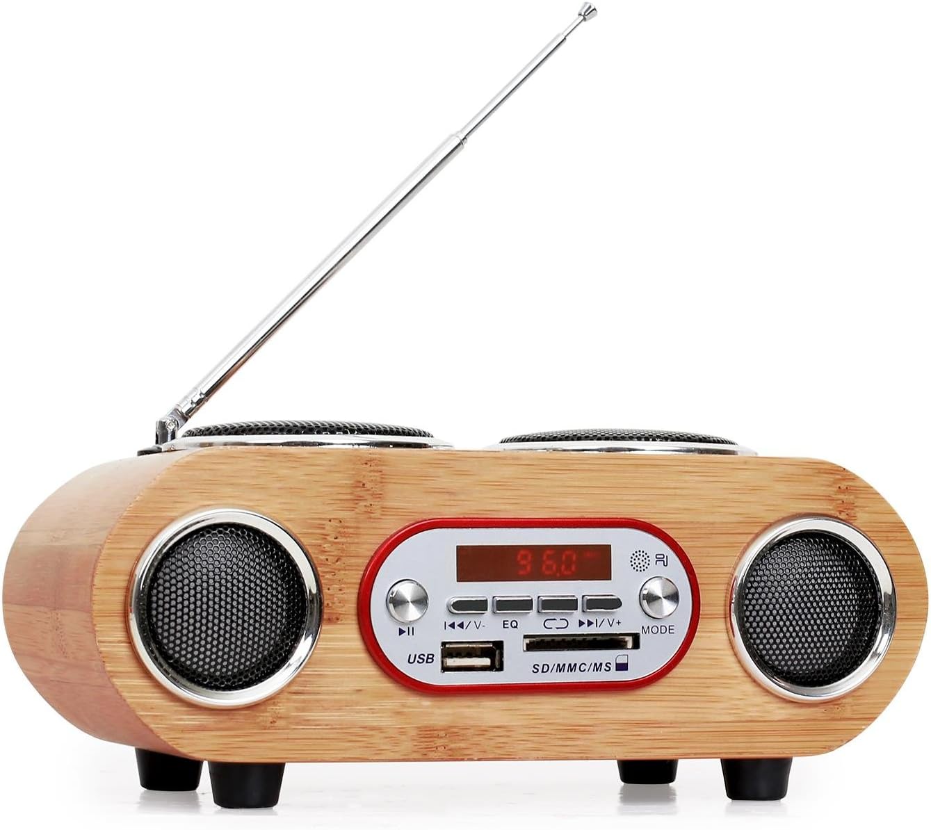 OneConcept BamBoost - Mini Poste de Radio FM écologique avec Ports USB ...