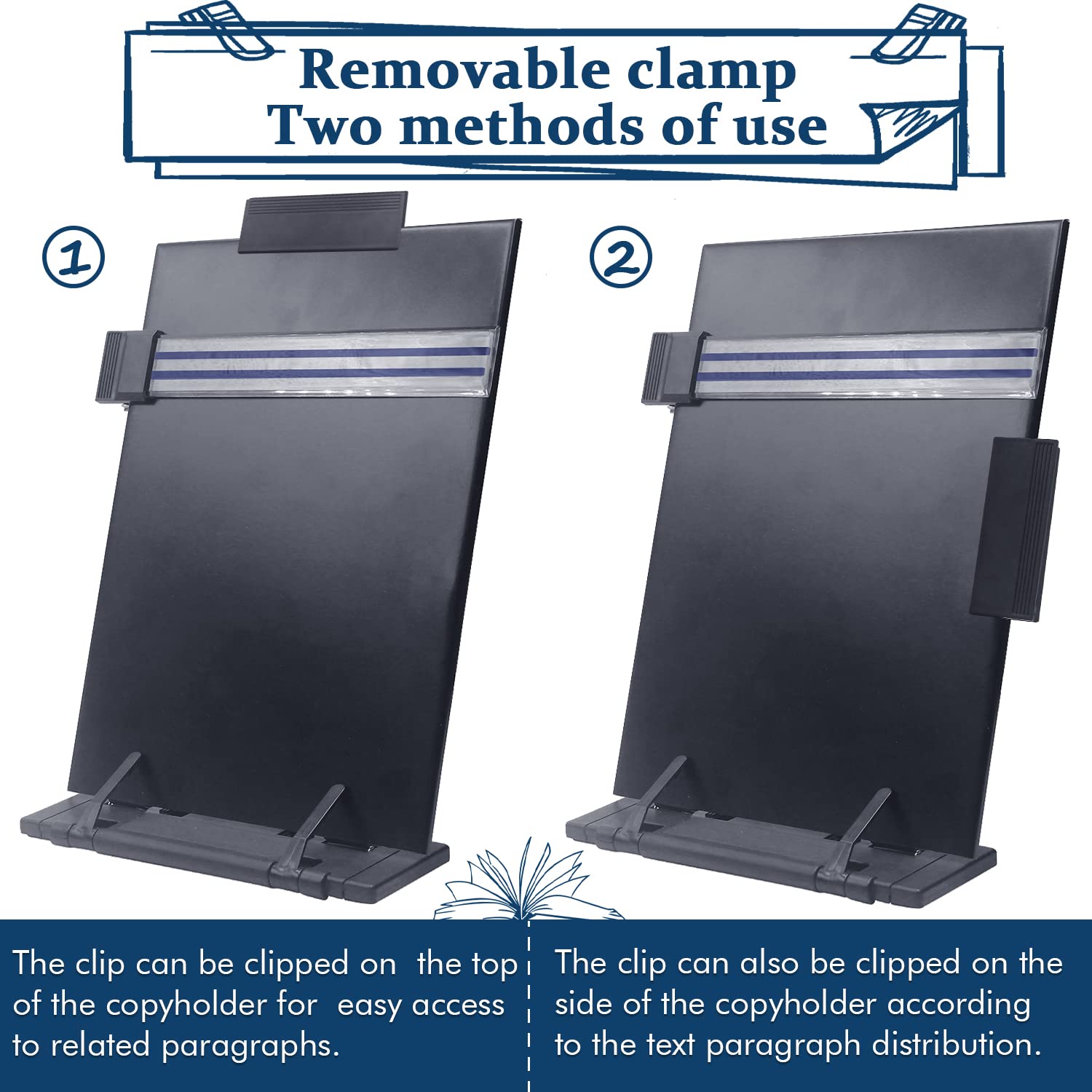 Mua Desktop Document Book Holder with 7 Adjustable Positions, Black ...