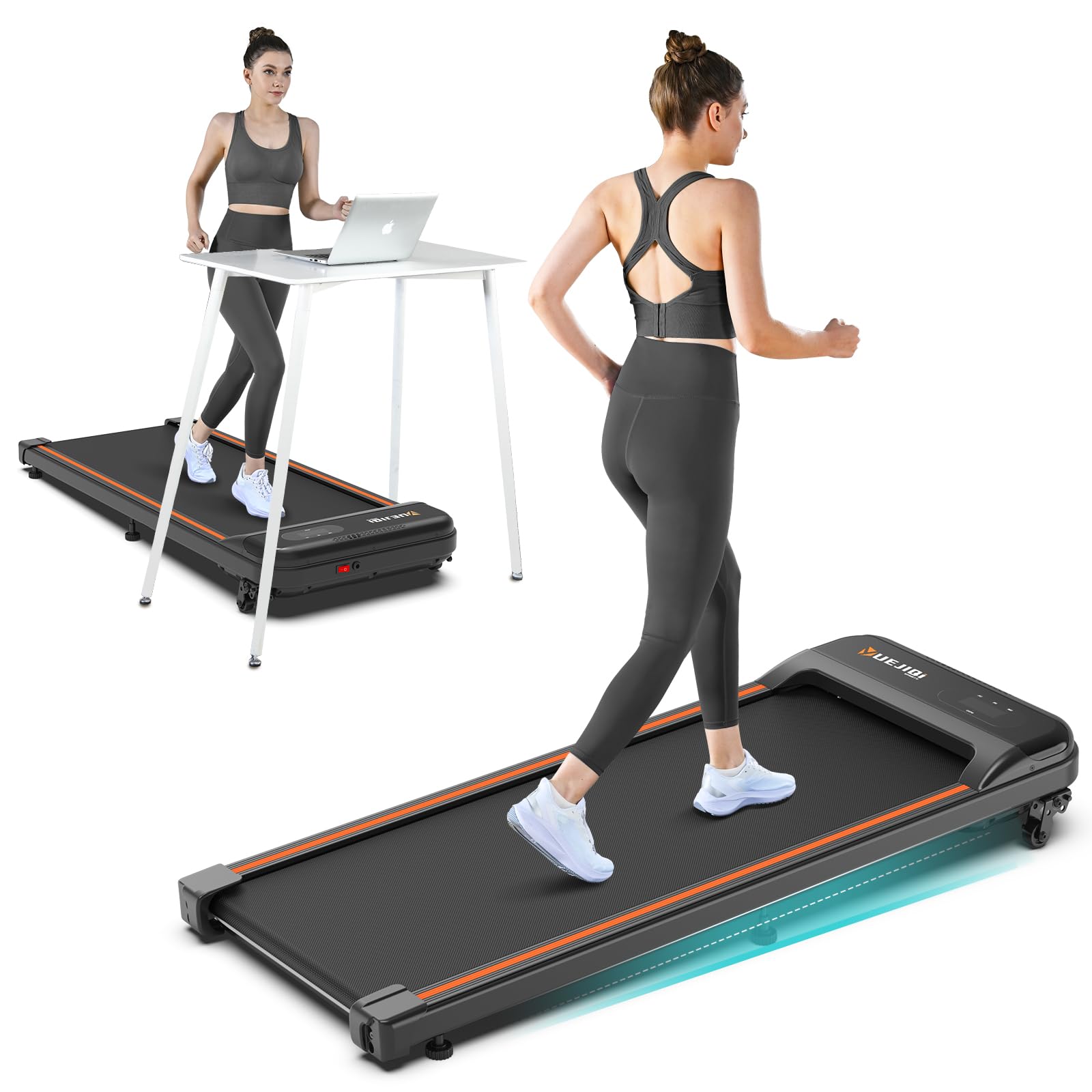 YUEJIQI Walking Pad Treadmill with Incline, Under Desk Treadmills ...