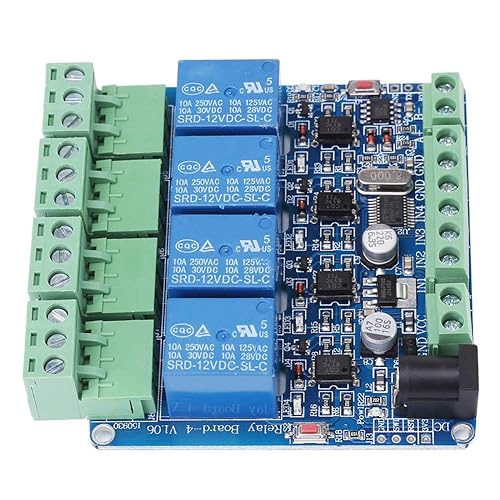 Hilitand 4-Channel RS485 Relay Module with Optocoupler, STM8S103F3 ...