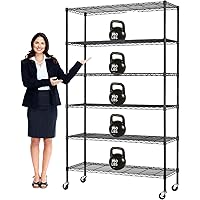 6-Tier Storage Shelf, Wire Shelving Unit NSF Certified Storage Rack 48" W x 18" D x 82" H ...