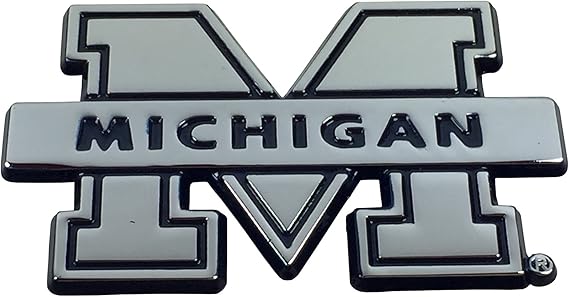 Amazon.com: University of Michigan METAL Auto Emblem with Blue Trim ...