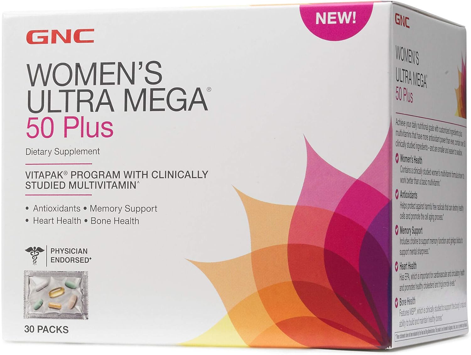 Amazon.com: GNC Women's Ultra Mega 50 Plus Vitapak Program, 30 Packs ...