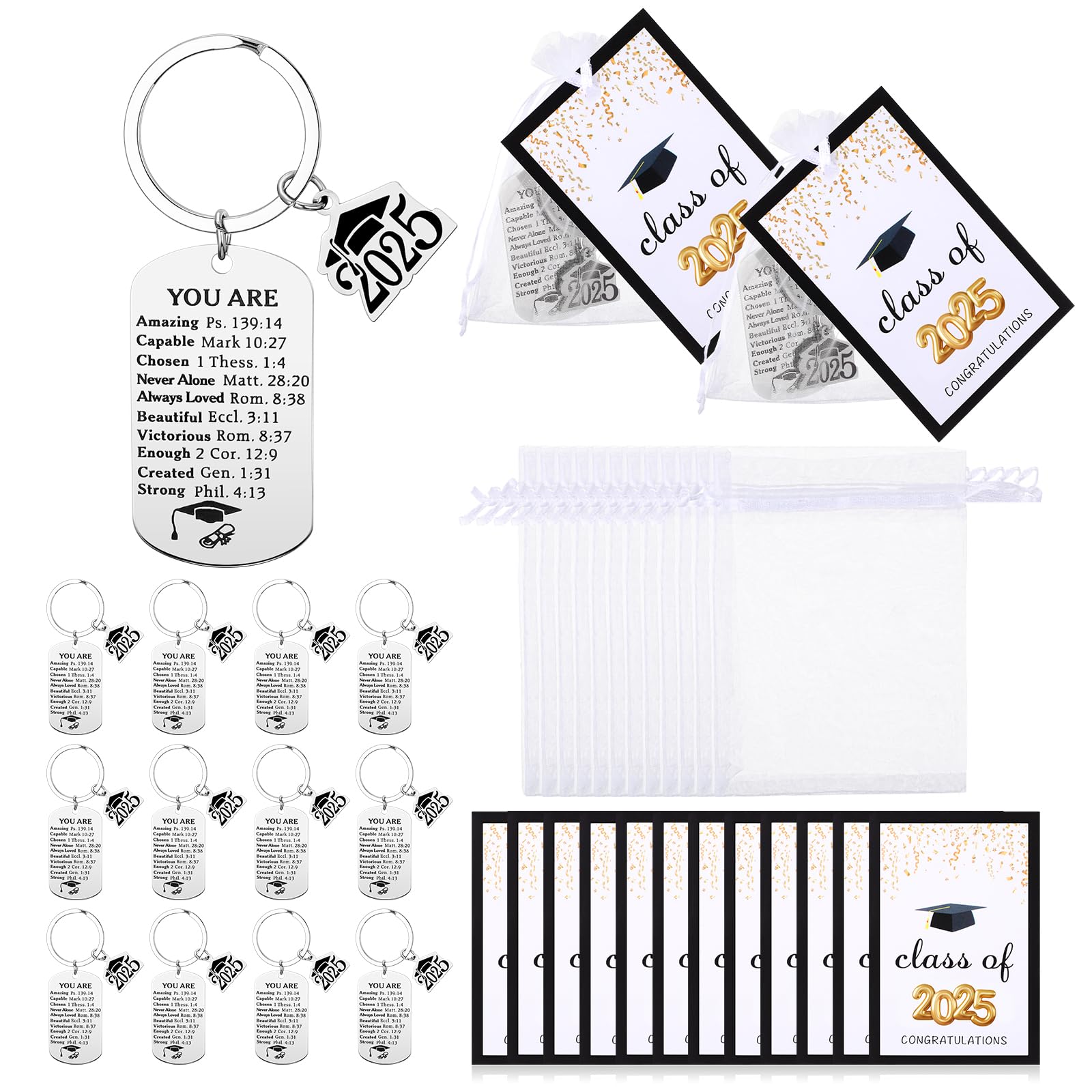 Sureio 36 Pcs Graduation Gifts Class of 2025 Graduation Keychain with ...