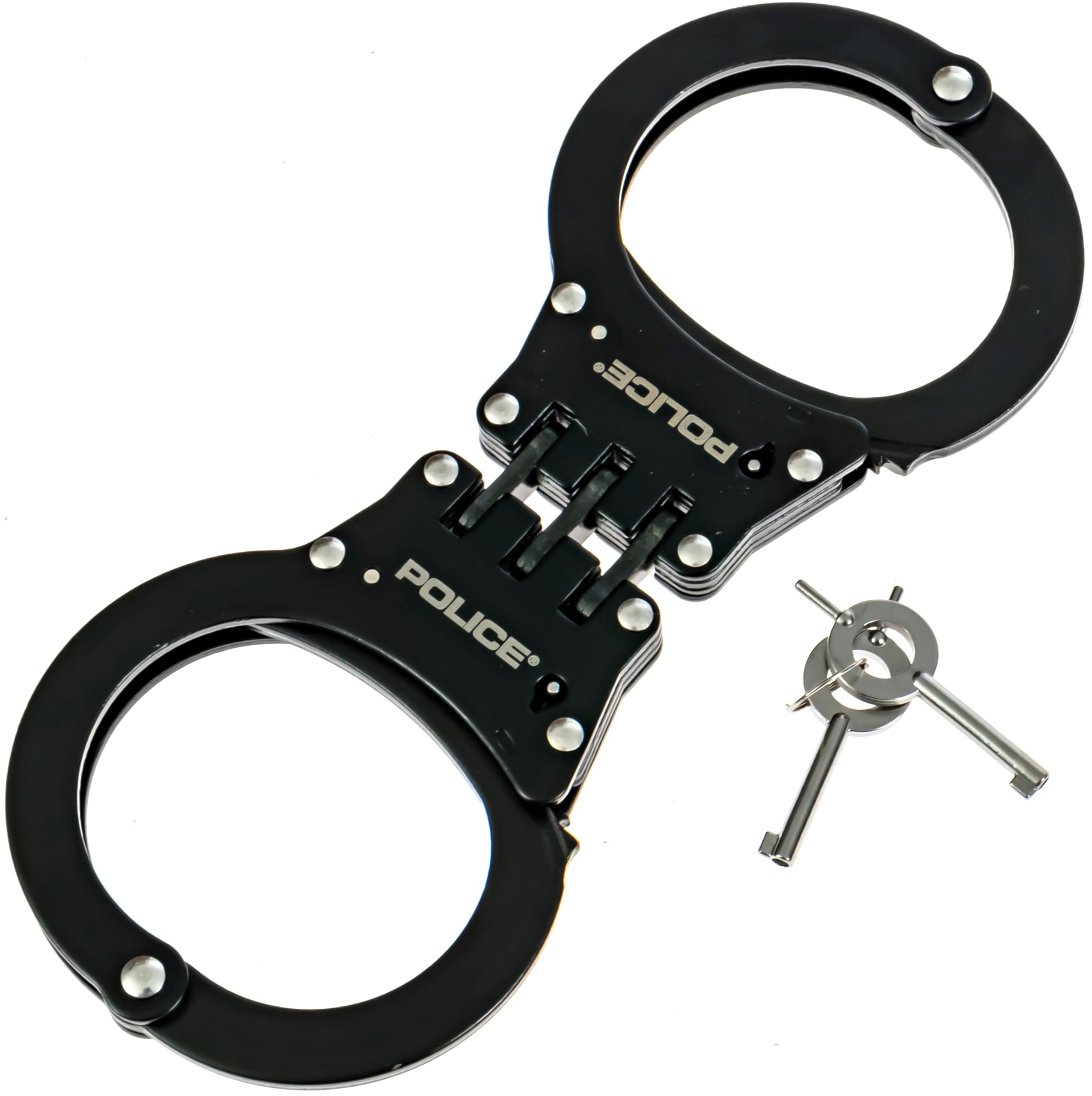 Mua Police Handcuffs Heavy Duty Hinged Double Lock Steel Professional ...