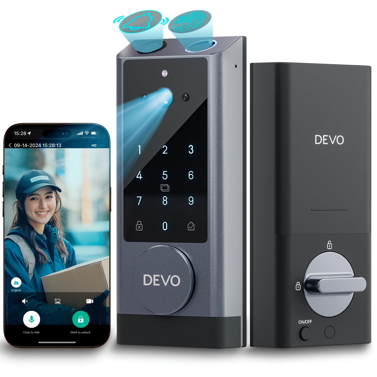 Devo G1 Video Smart Lock with Camera&Doorbell,6-in-1 Keyless Entry Door Lock with App Remote ...